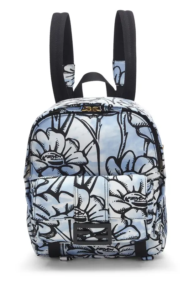 Fendi Nylon Printed Backpack - Blue