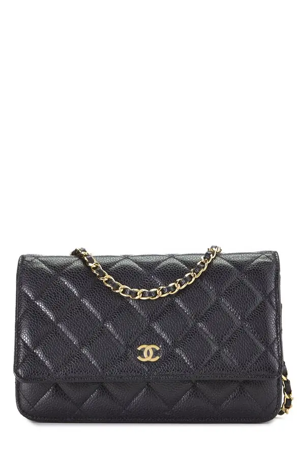 Chanel Quilted Caviar Classic Wallet On Chain - Black