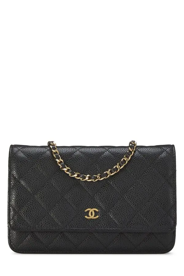 Chanel Quilted Caviar Classic Wallet On Chain - Black