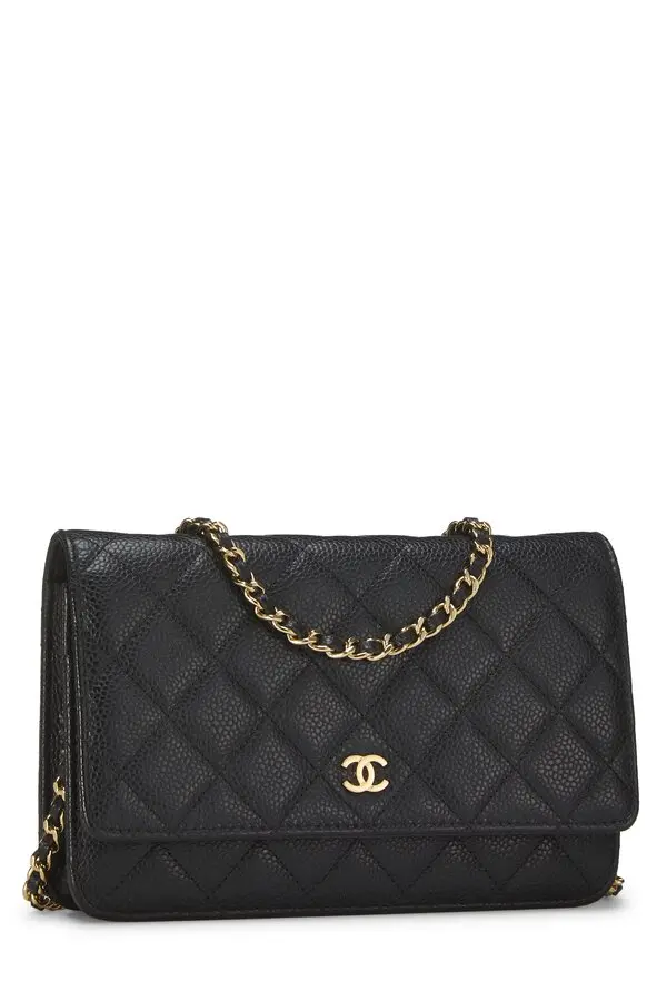 Chanel Quilted Caviar Classic Wallet On Chain - Black