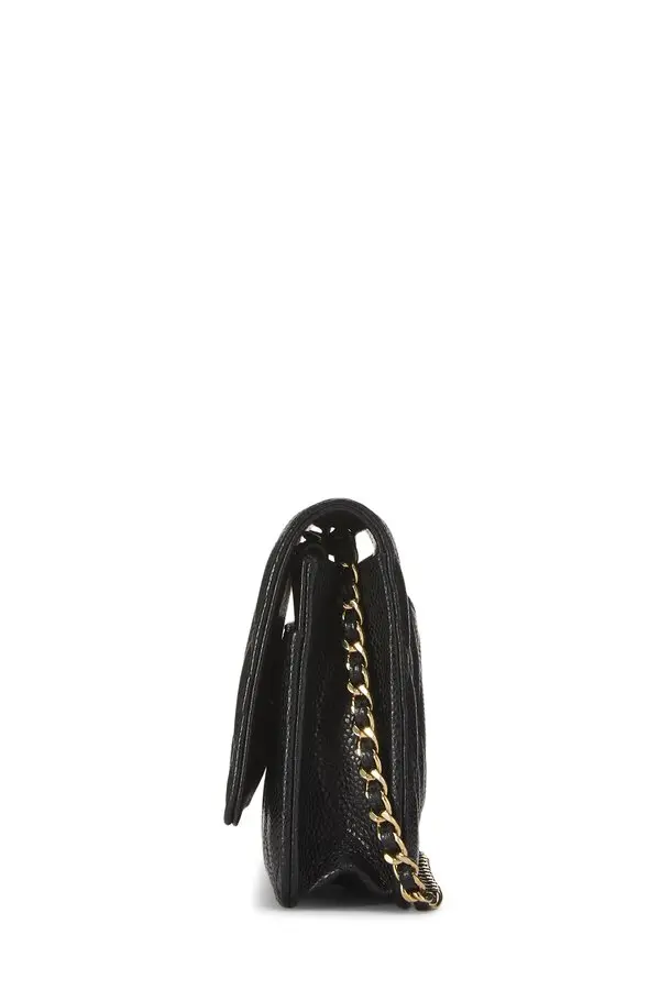 Chanel Quilted Caviar Classic Wallet On Chain - Black