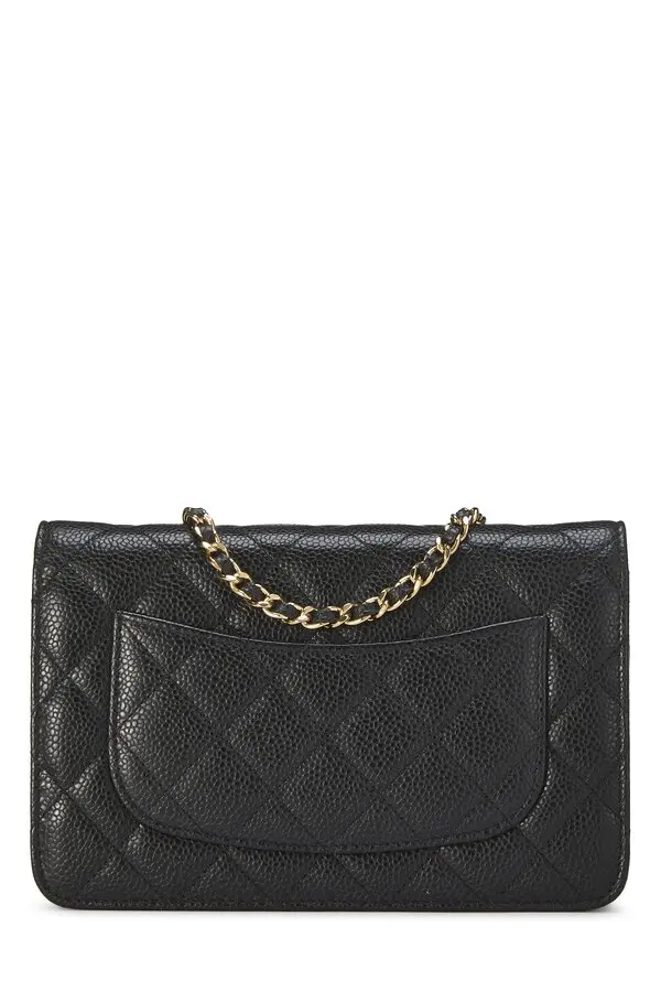Chanel Quilted Caviar Classic Wallet On Chain - Black