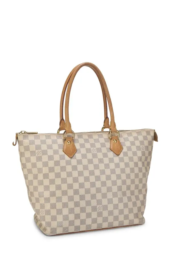 LOUIS VUITTON Damier Azur Saleya Tote Bag - White