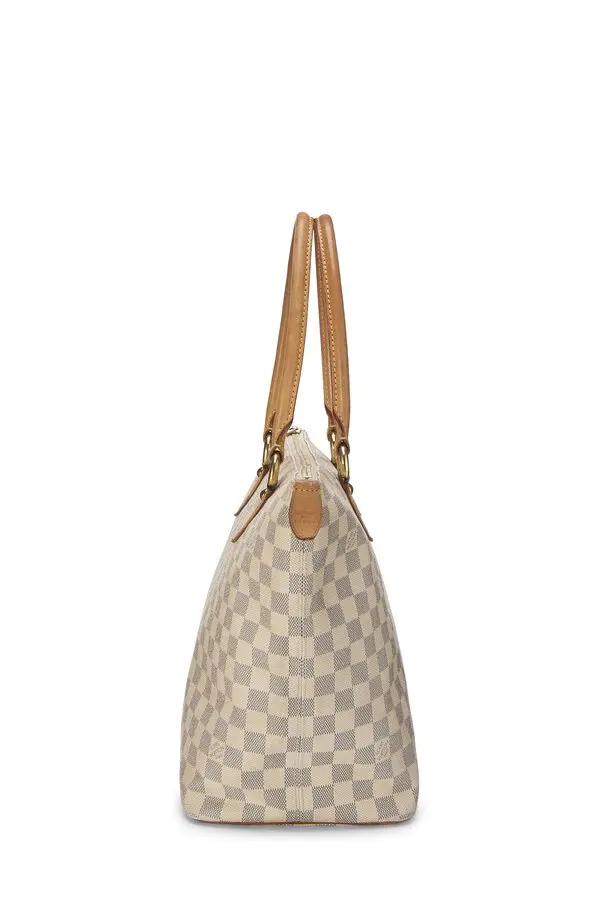 LOUIS VUITTON Damier Azur Saleya Tote Bag - White