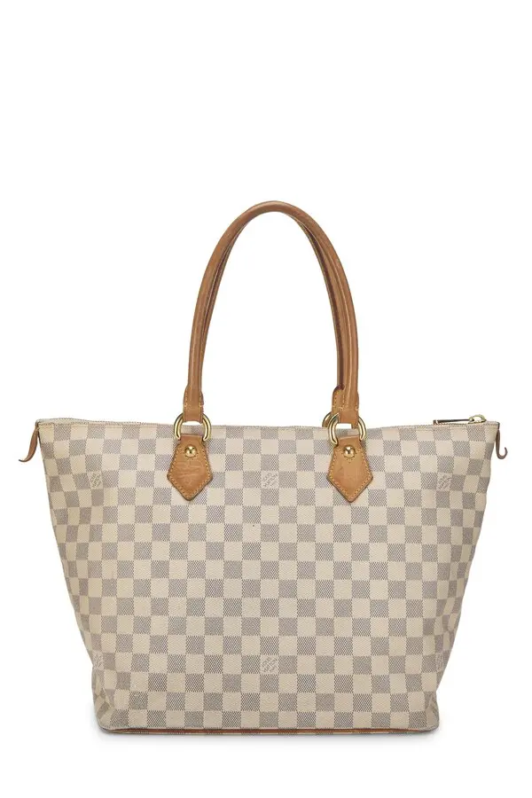 LOUIS VUITTON Damier Azur Saleya Tote Bag - White