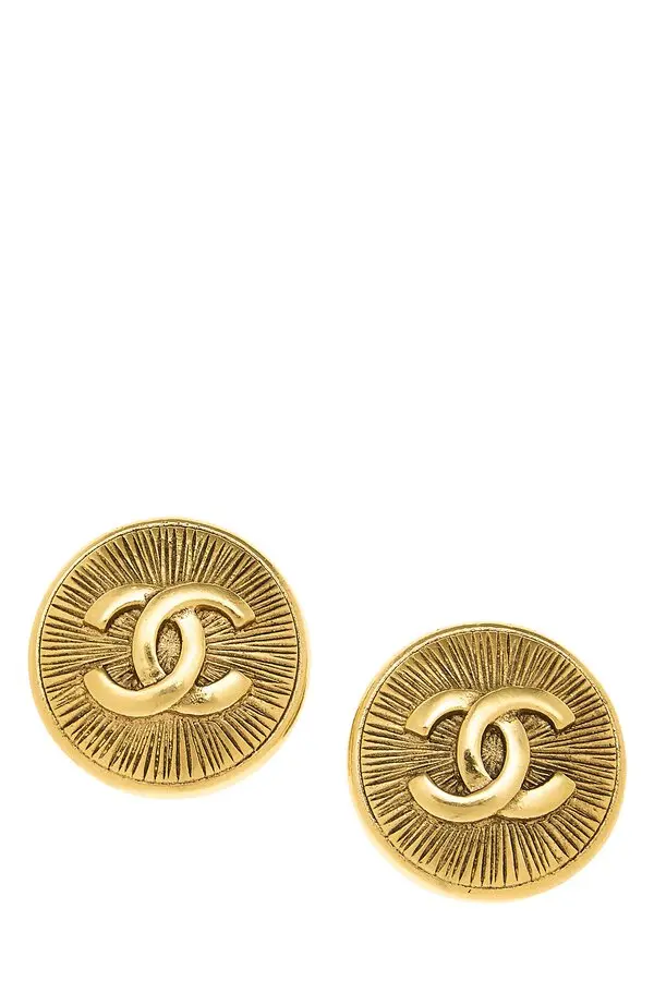 Chanel Vintage 'cc' Sunburst Clip On Earrings - Gold