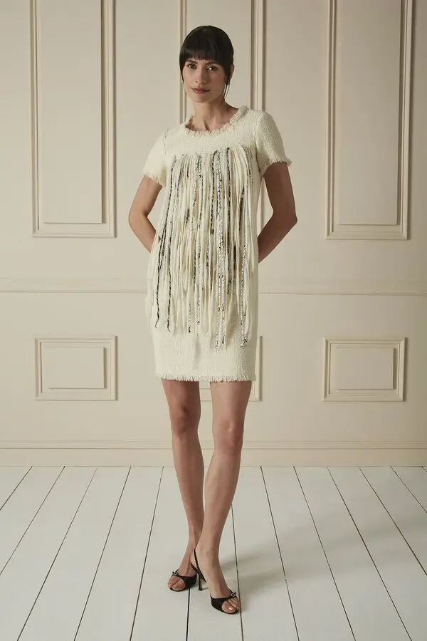 Chanel Fringe Tweed Shift Dress