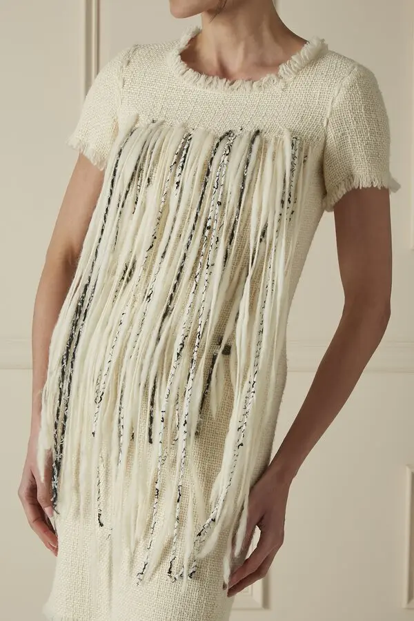 Chanel Fringe Tweed Shift Dress