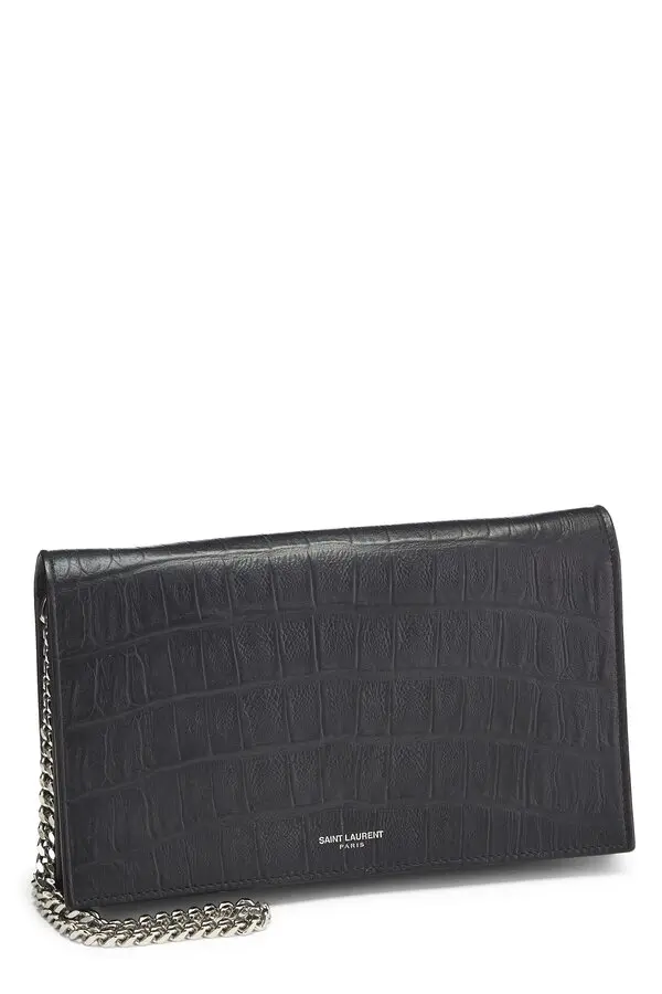 Saint Laurent Embossed Crocodile Wallet On Chain