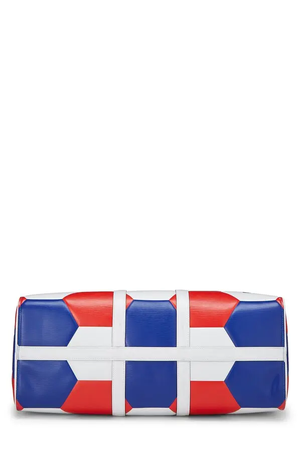 LOUIS VUITTON Fifa World Cup White & Blue Leather Keepall Bandouliere 50 - Red