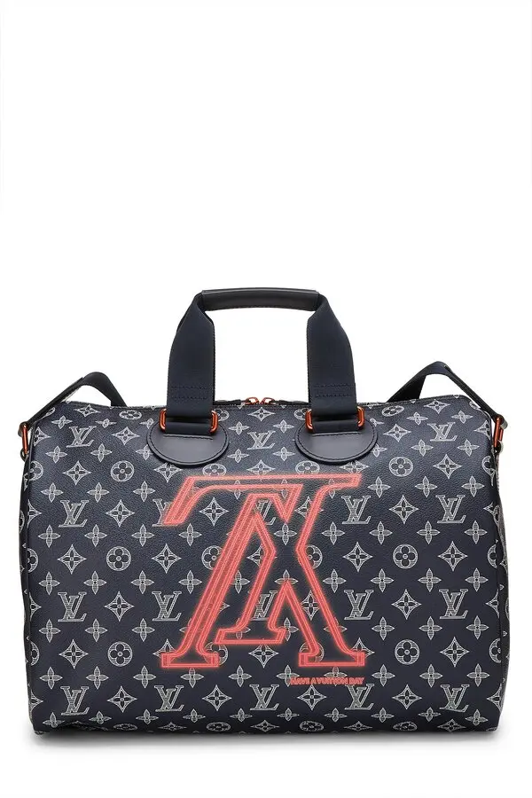 LOUIS VUITTON Monogram Upside Down Ink Speedy Bandouliere 40 - Navy