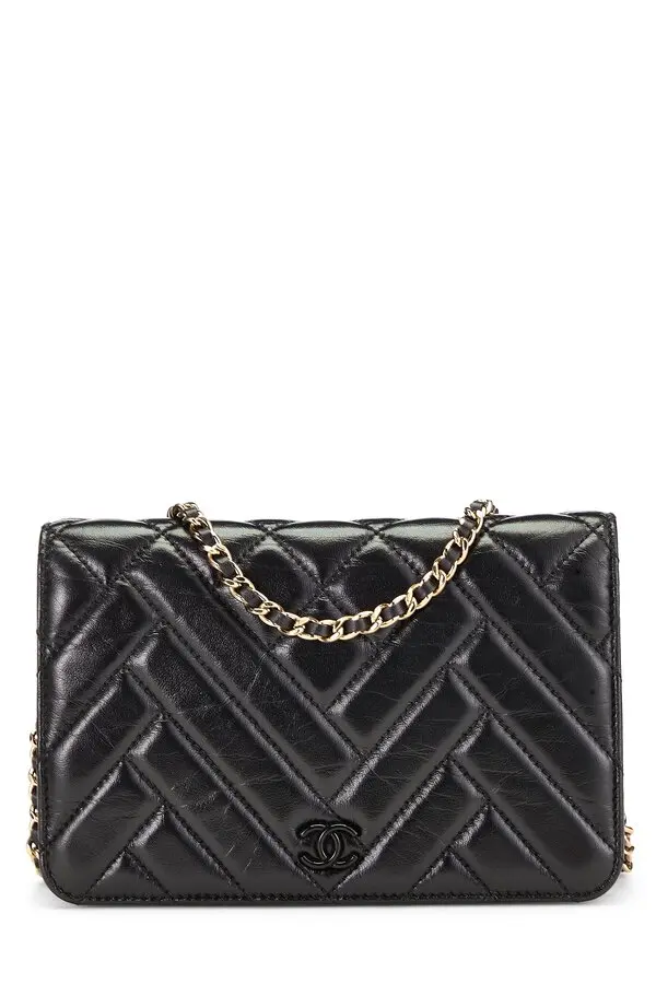 Chanel Quilted Lambskin Classic Wallet On Chain - Black