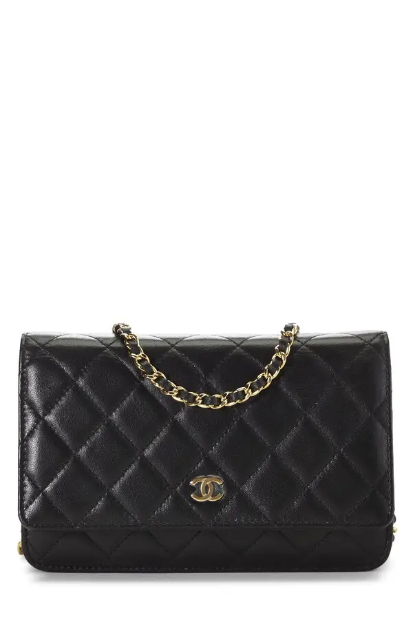 Chanel Quilted Lambskin Classic Wallet On Chain - Black