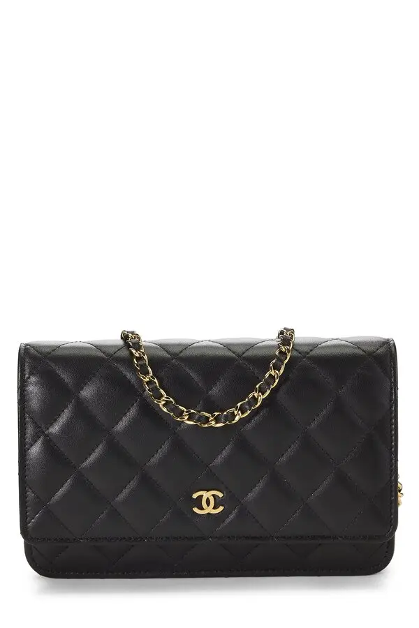 Chanel Quilted Lambskin Classic Wallet On Chain - Black