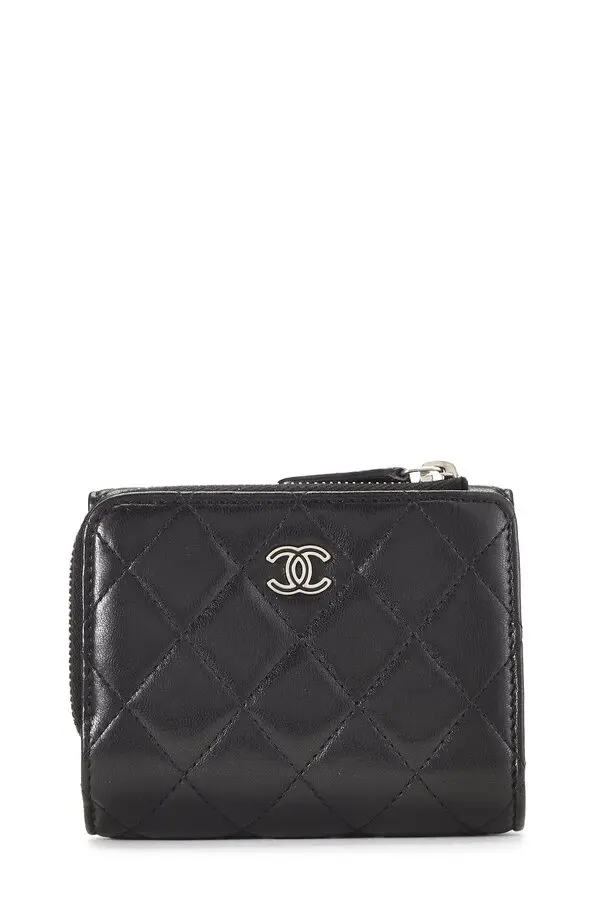 Chanel Quilted Lambskin Compact Wallet - Black