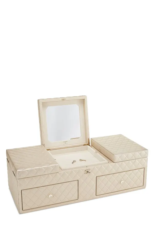 Chanel Quilted Lambskin Jewelry Chest - Beige