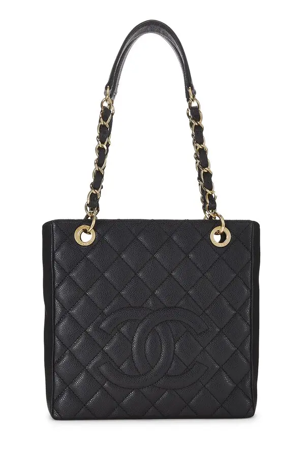 Chanel Quilted Caviar Petite Shopping Tote - Black