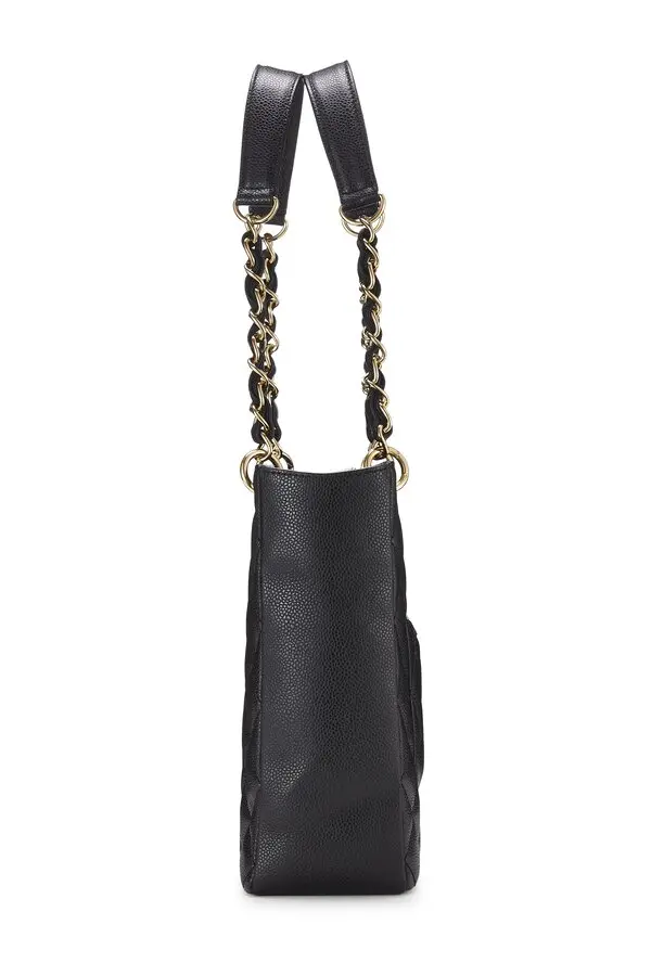 Chanel Quilted Caviar Petite Shopping Tote - Black