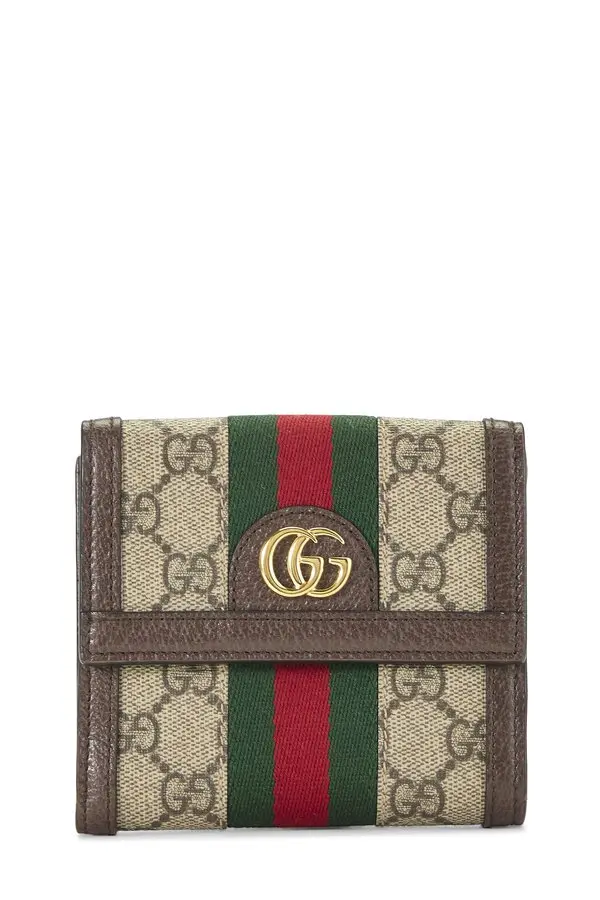 Gucci Gg Supreme Canvas Ophidia French Wallet - Brown