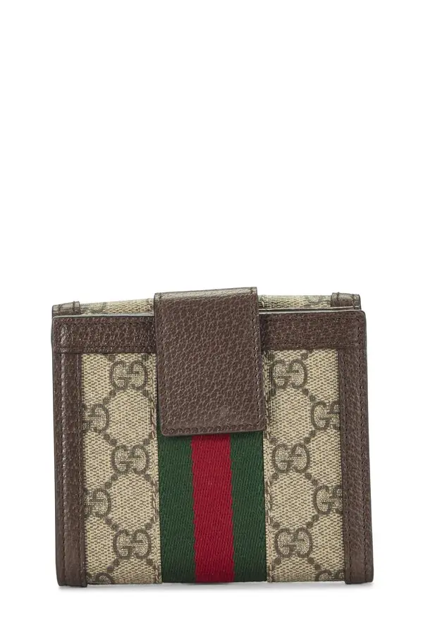Gucci Gg Supreme Canvas Ophidia French Wallet - Brown