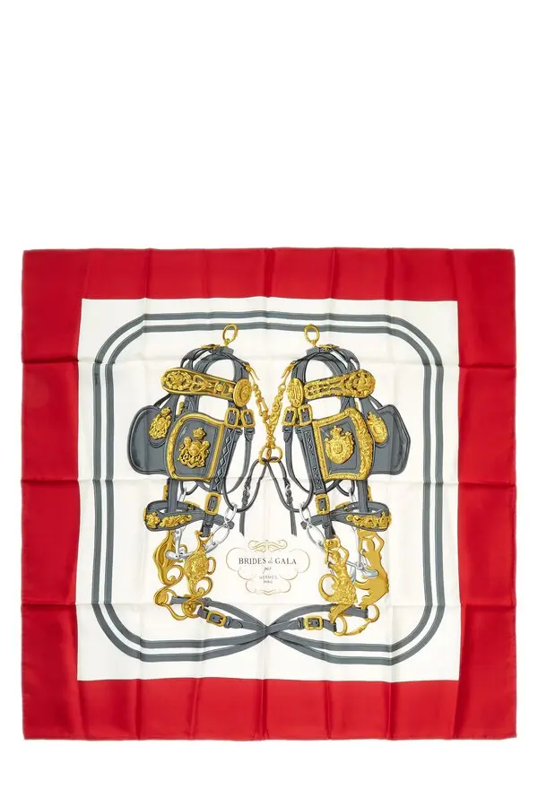 Hermès Multicolor 'brides De Gala' Silk Scarf 90 - Red