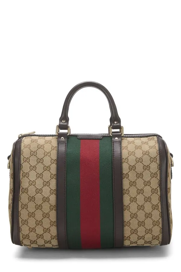 Gucci Original Gg Canvas Vintage Web Boston Medium Duffle Bag