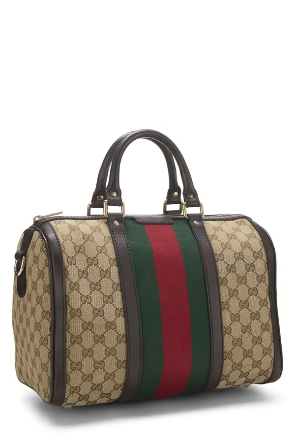 Gucci Original Gg Canvas Vintage Web Boston Medium Duffle Bag