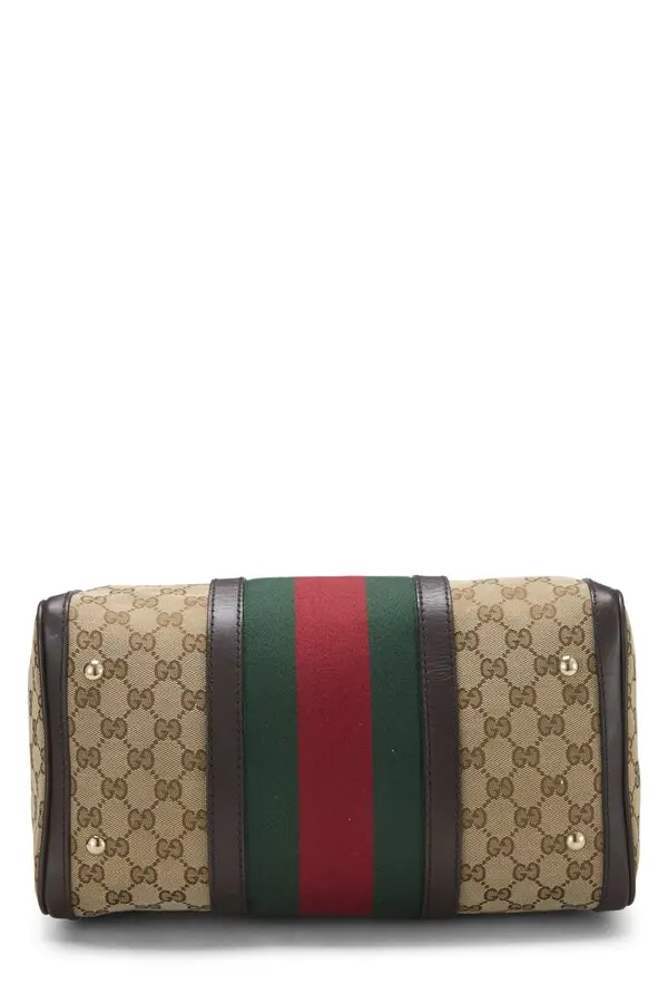 Gucci Original Gg Canvas Vintage Web Boston Medium Duffle Bag