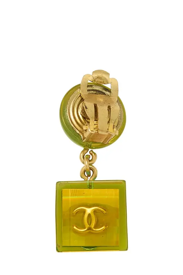 Chanel Cc Logo No. 5 Acrylic Drop Earrings