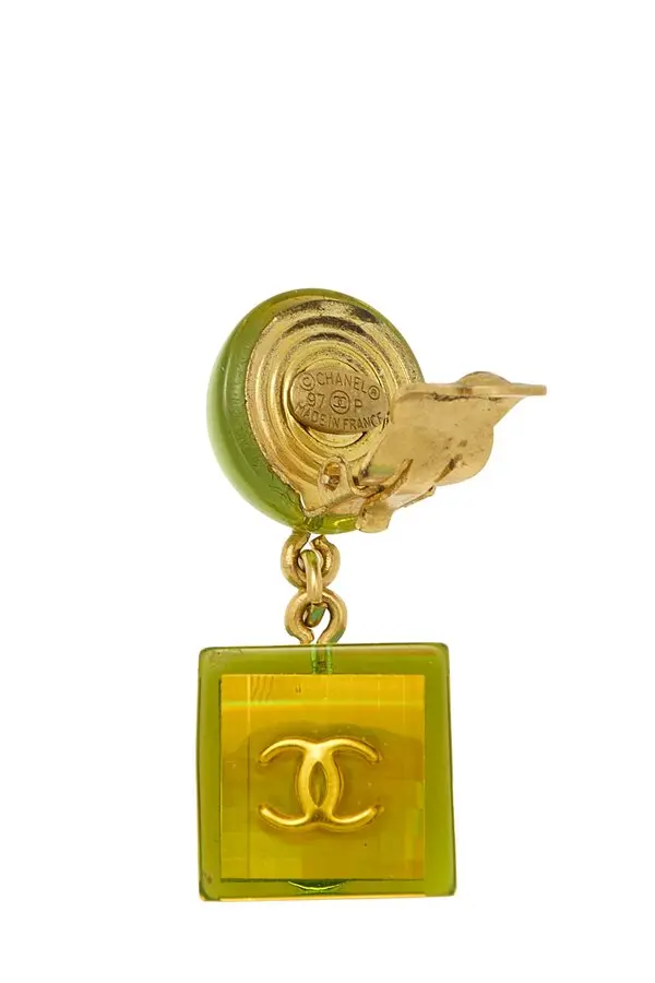 Chanel Cc Logo No. 5 Acrylic Drop Earrings