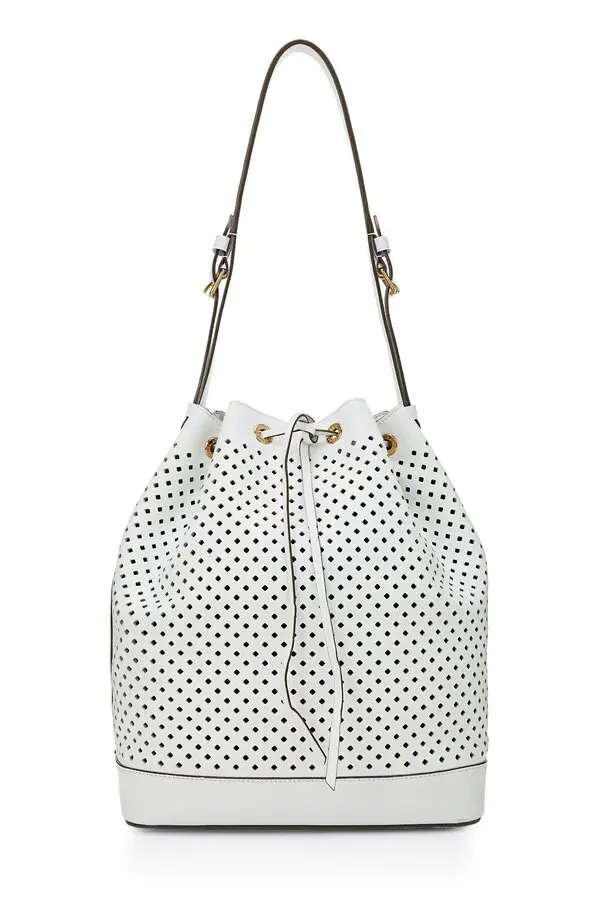 LOUIS VUITTON Perforated Leather Noé Bucket Bag - White