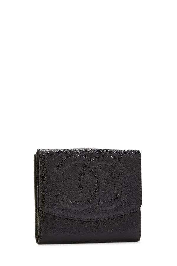 Chanel Caviar Timeless 'cc' Compact Wallet - Black
