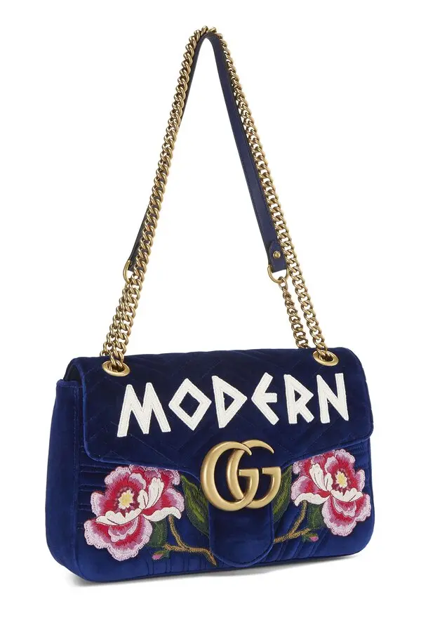 Gucci Velvet Gg Marmont Shoulder Bag