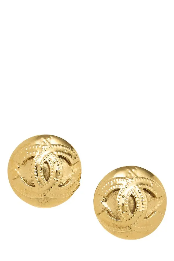 Chanel Quilted 'cc' Round Earrings - Gold
