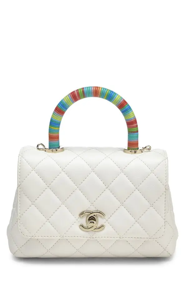 Chanel Quilted Lambskin Rainbow Coco Handle Bag