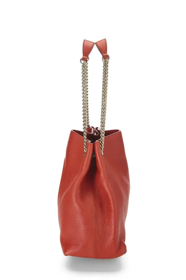 Gucci Leather Soho Chain Tote - Orange