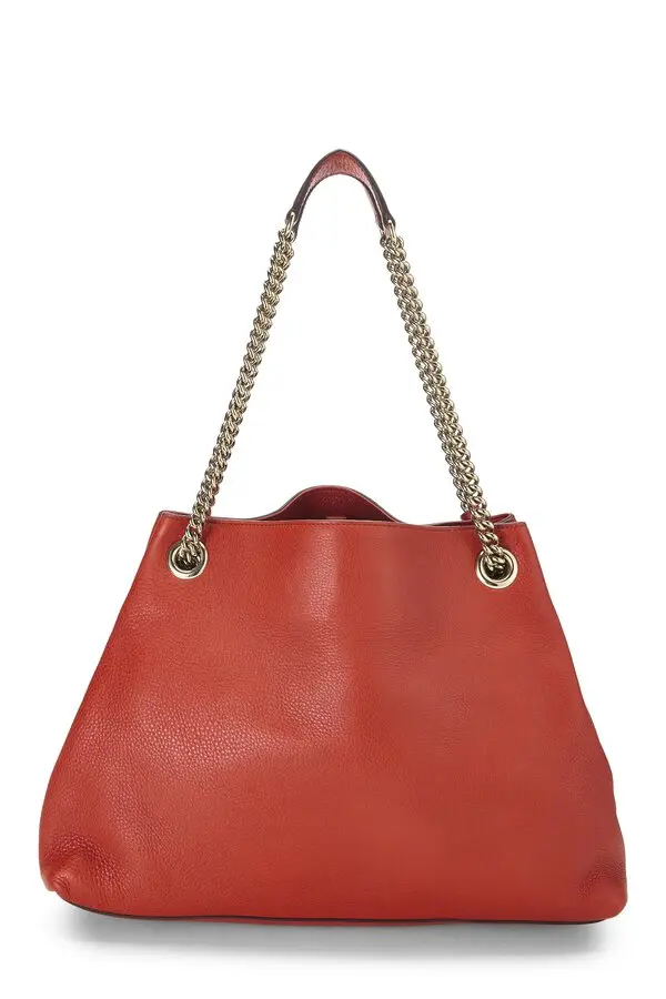 Gucci Leather Soho Chain Tote - Orange