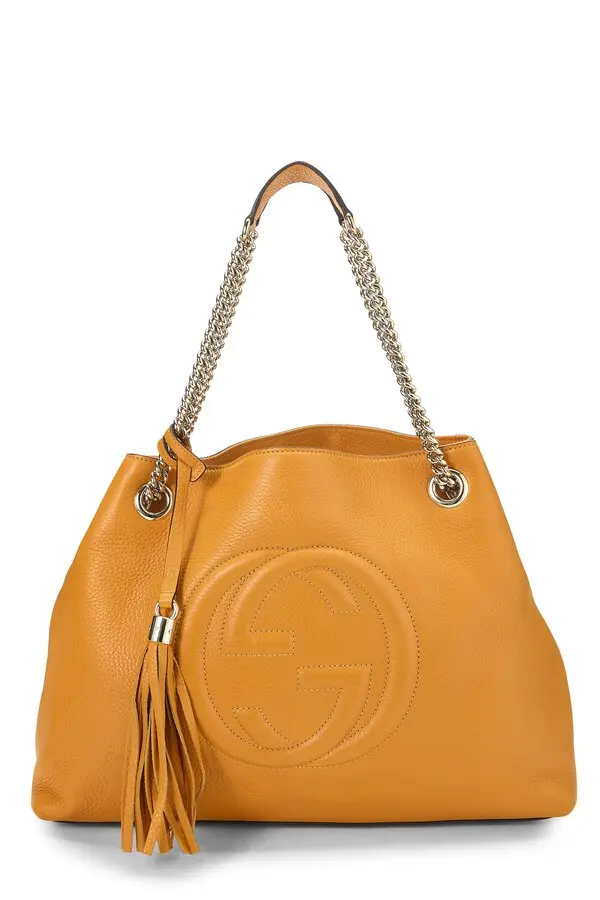 Gucci Leather Soho Chain Tote - Orange
