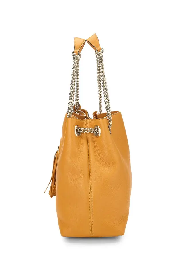 Gucci Leather Soho Chain Tote - Orange