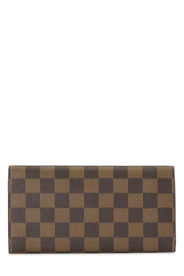 LOUIS VUITTON Damier Ebene Emilie Wallet - Red