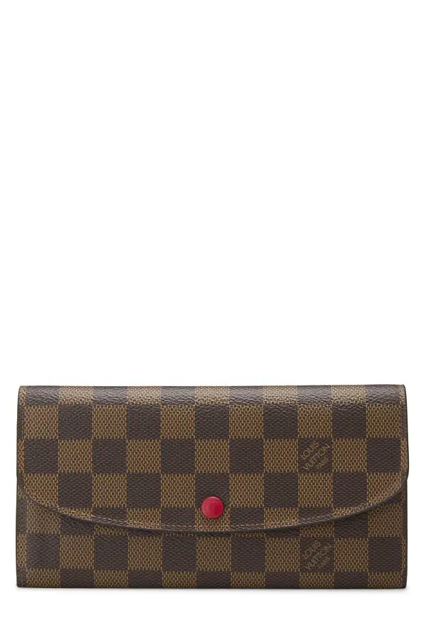 LOUIS VUITTON Damier Ebene Emilie Wallet - Red