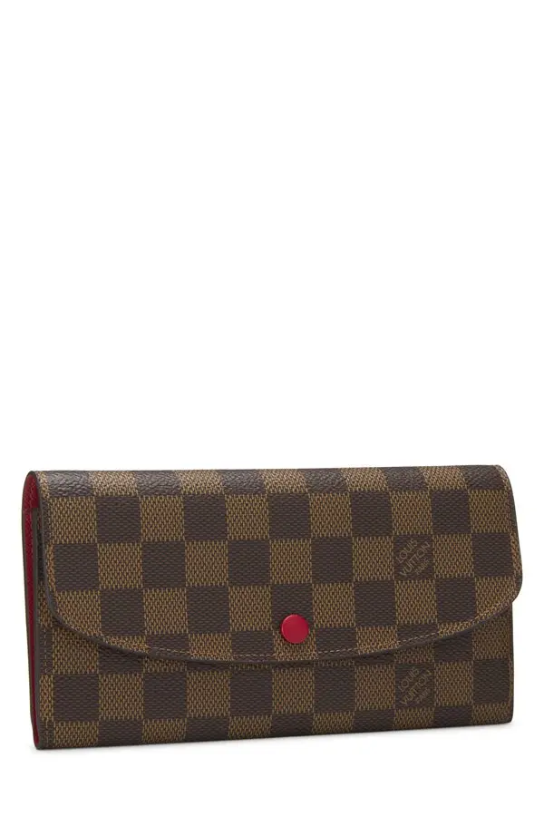 LOUIS VUITTON Damier Ebene Emilie Wallet - Red
