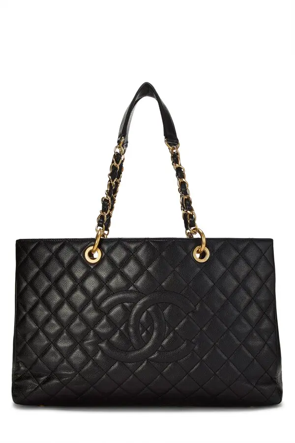 Chanel Quilted Caviar Grand Shopping Tote - Black