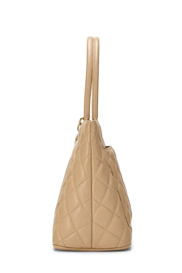 Chanel Quilted Caviar Medallion Tote - Beige
