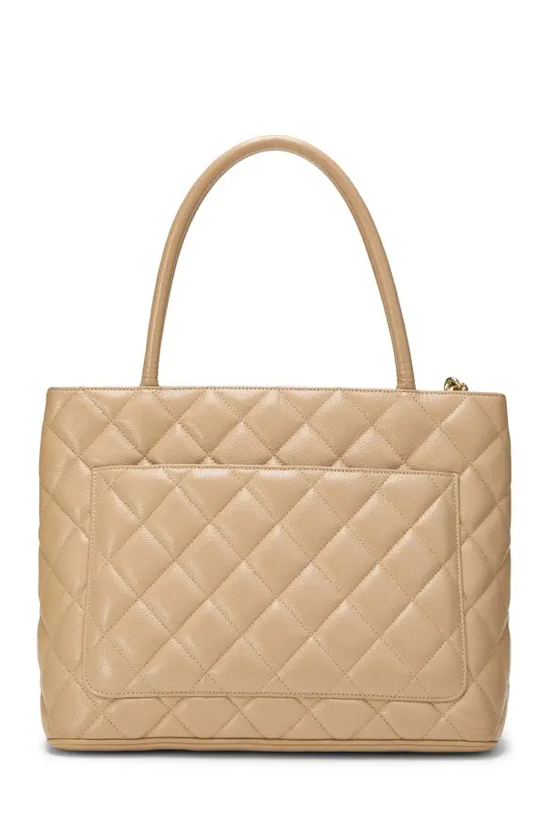 Chanel Quilted Caviar Medallion Tote - Beige