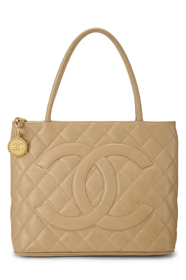 Chanel Quilted Caviar Medallion Tote - Beige
