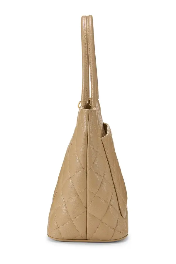 Chanel Quilted Caviar Medallion Tote - Beige