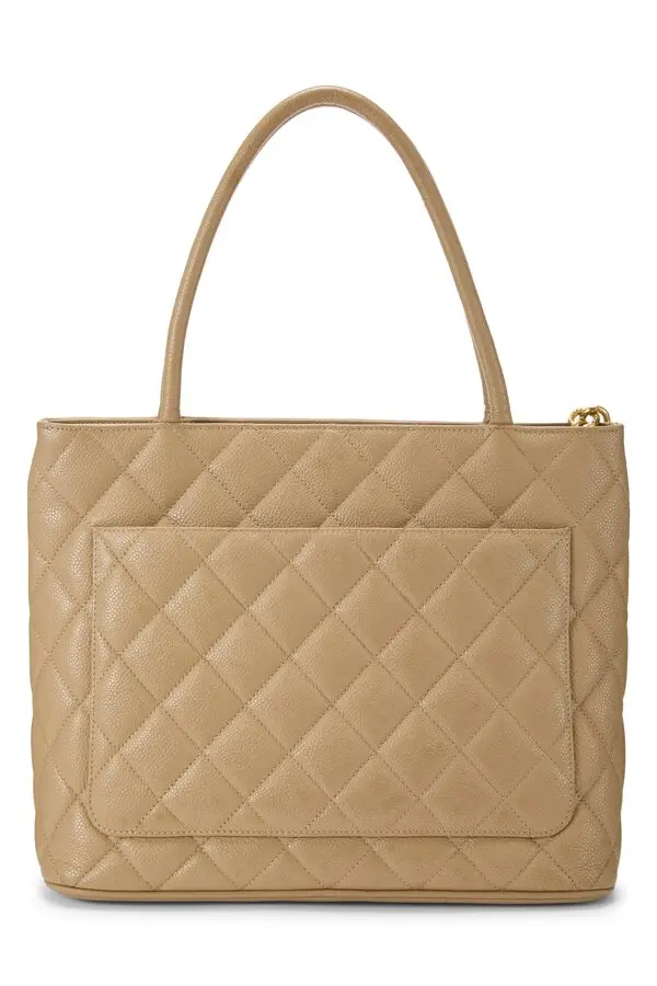 Chanel Quilted Caviar Medallion Tote - Beige