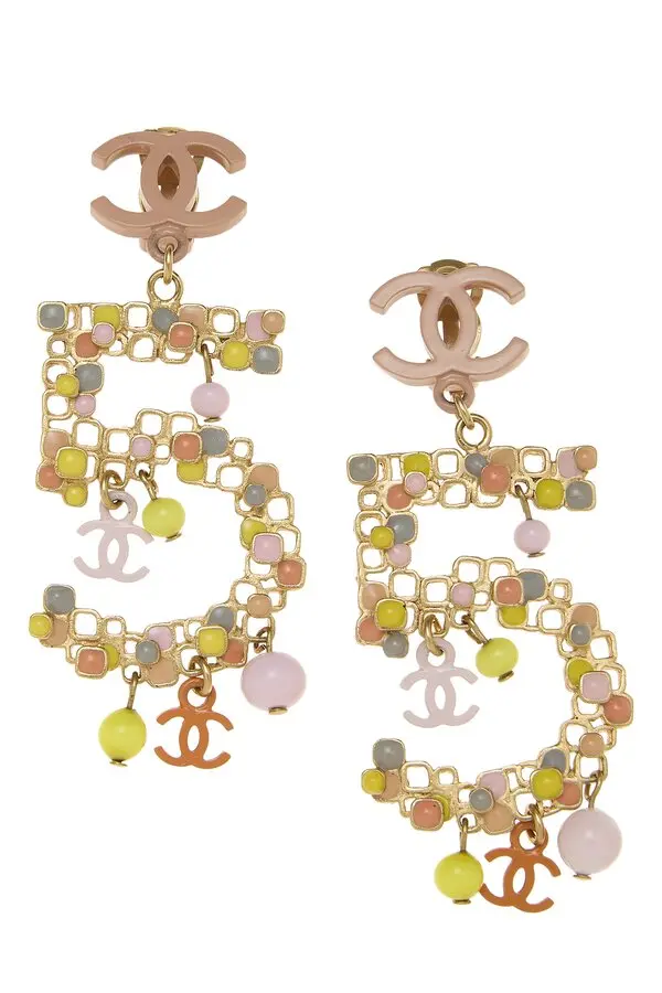 Chanel Cc Dangle Earrings - Multi