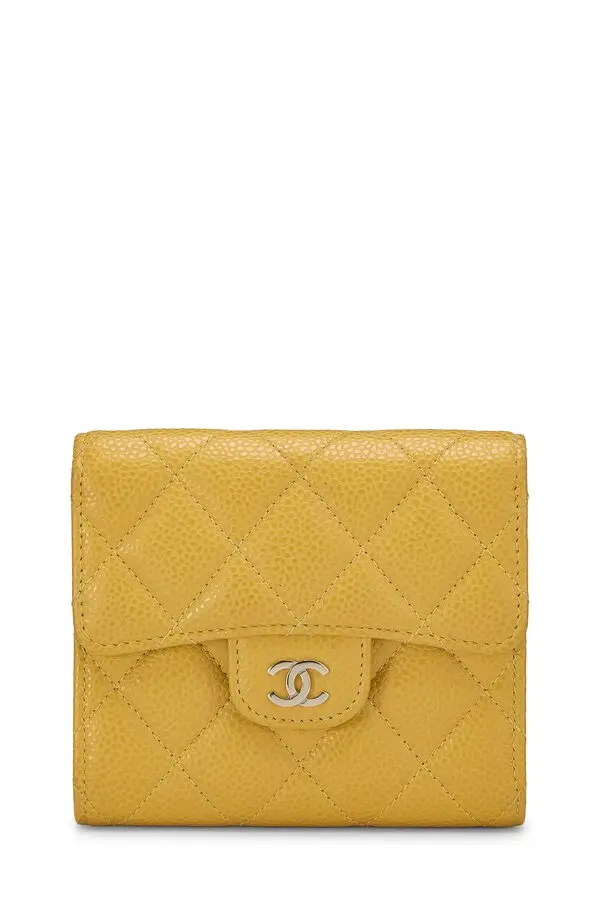 Chanel Caviar Classic Flap Wallet Small - Yellow